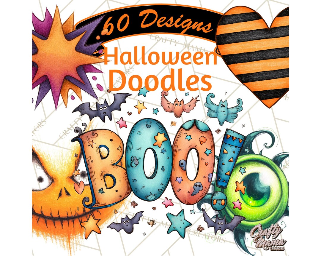 60 Png, Halloween Doodles PNG, Cute Ghosts Pumpkins Bats Clipart ...