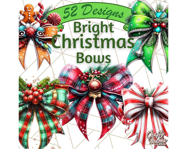 Bright Shiny Christmas Bows PNG Clipart, Glittery Holiday Bow Clip Art ...
