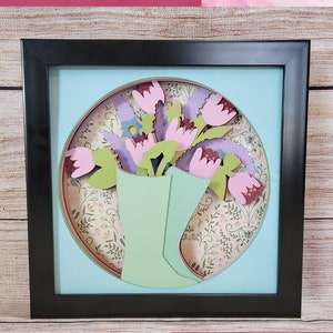 3D Spring Shadow Box Svg, Spring Flowers Shadowbox Svg, Flower Filled ...