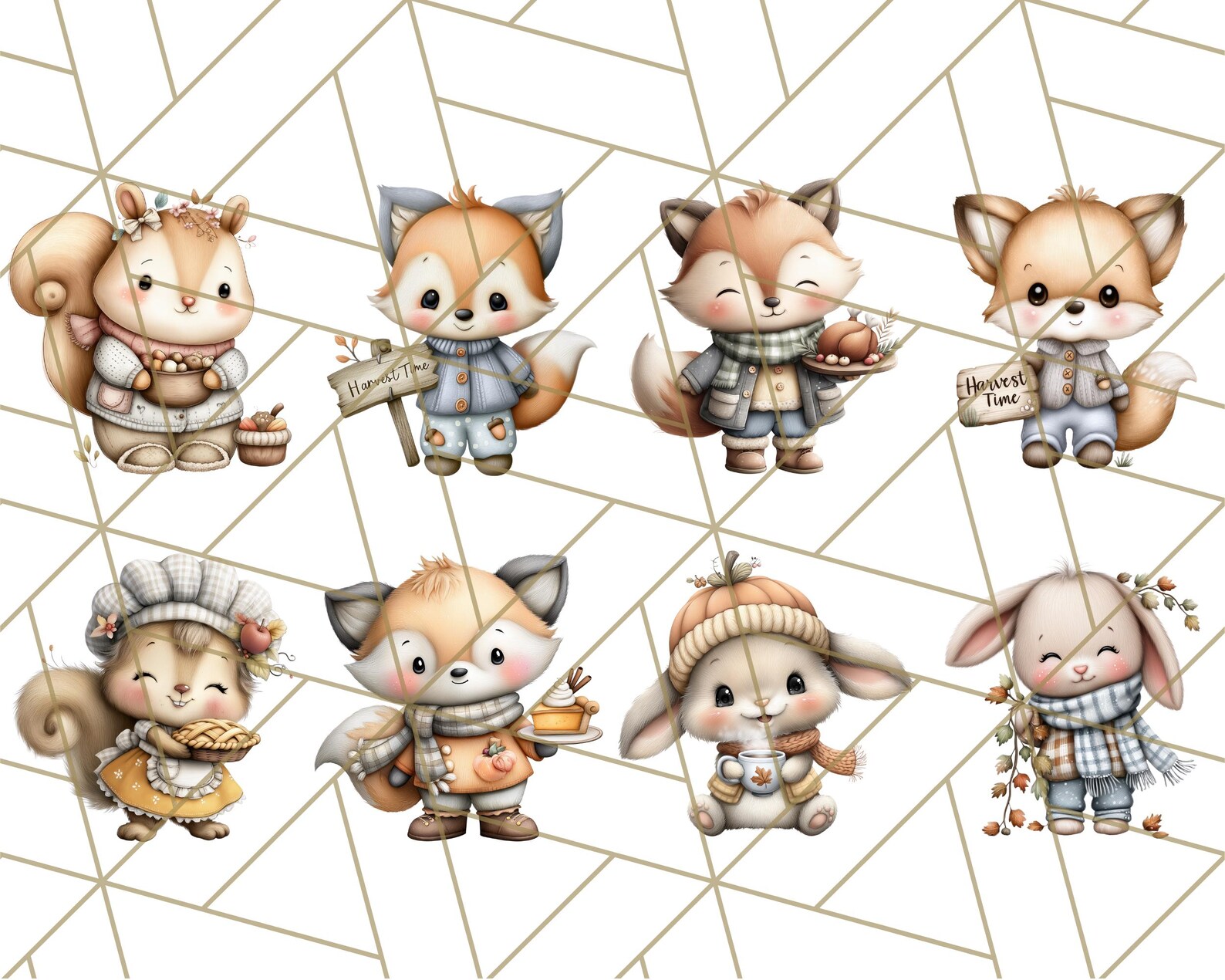 Thanksgiving Woodland Animals Clipart, Fall Forest Creature PNG, Autumn ...