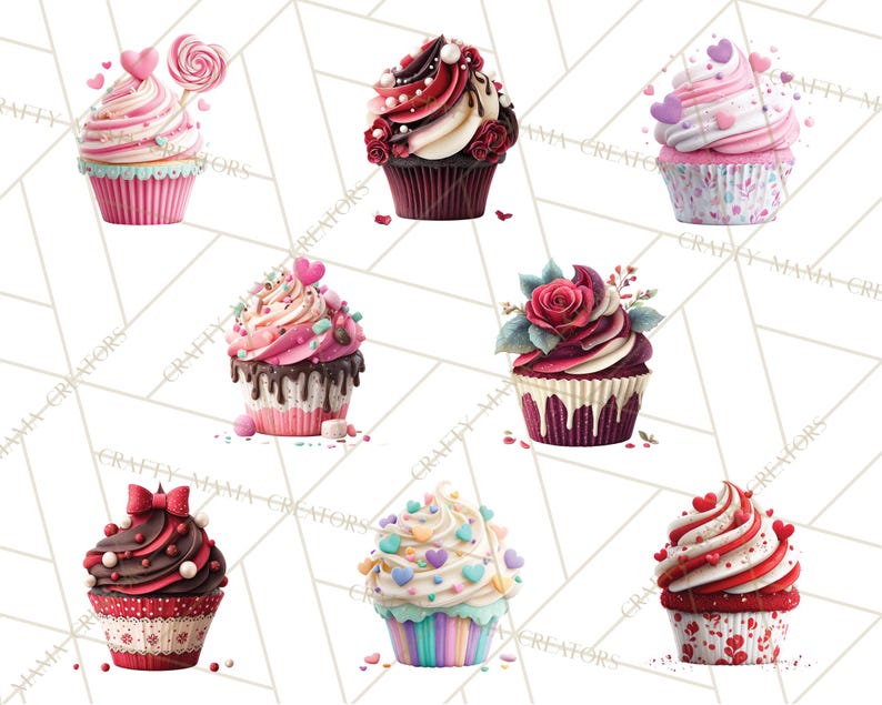 60 Png Valentine Cupcakes Clipart PNG, Realistic Cupcake Clip Art, Pink ...
