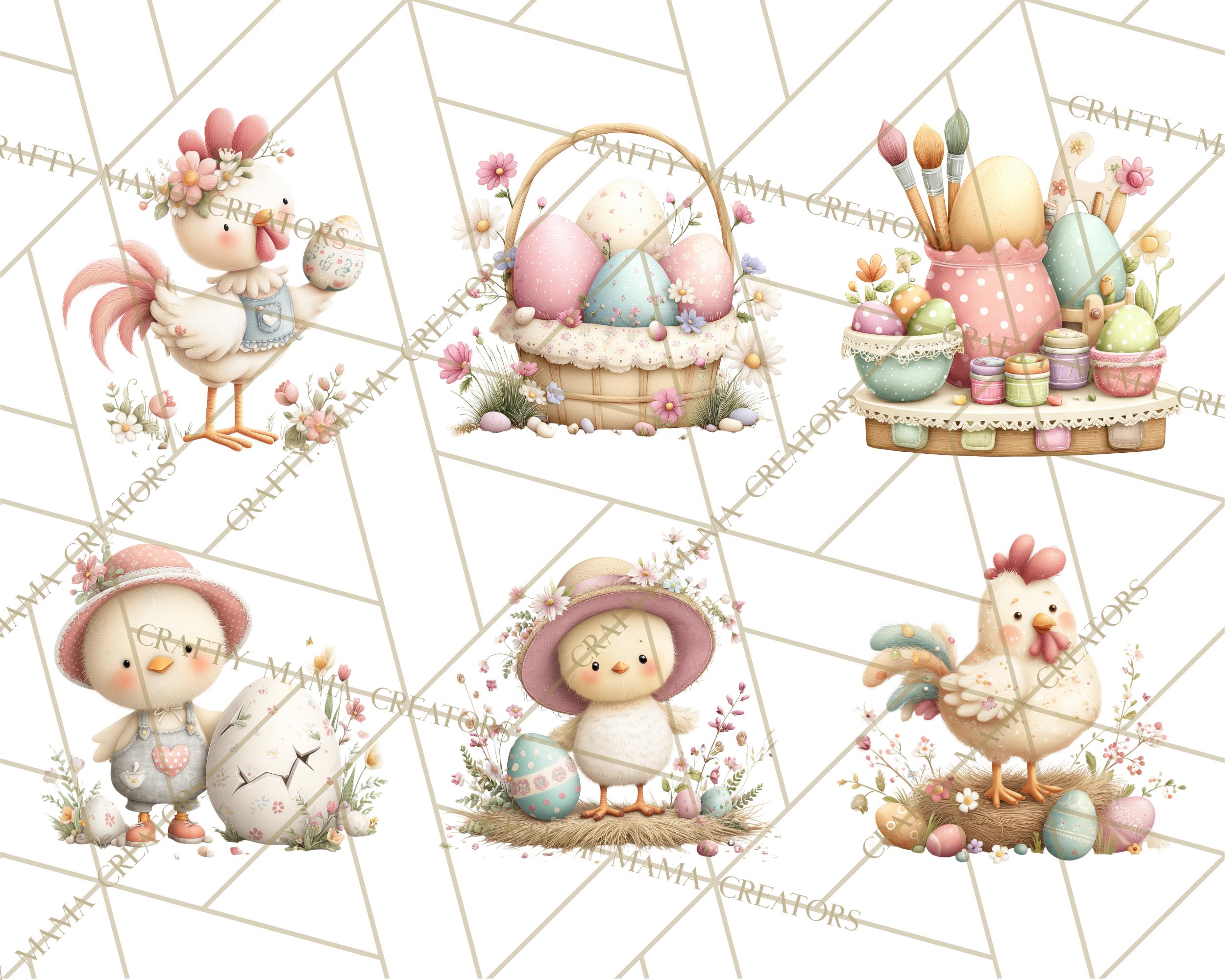 52 PNG, Easter Farm Animals Clipart PNG, Farm Animals Easter Eggs, Cow ...