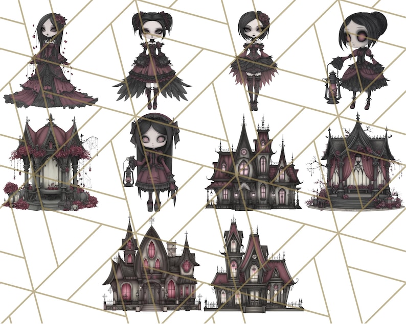 Gothic Halloween Clipart, Dark Aesthetic Halloween Clip Art, Gothic ...