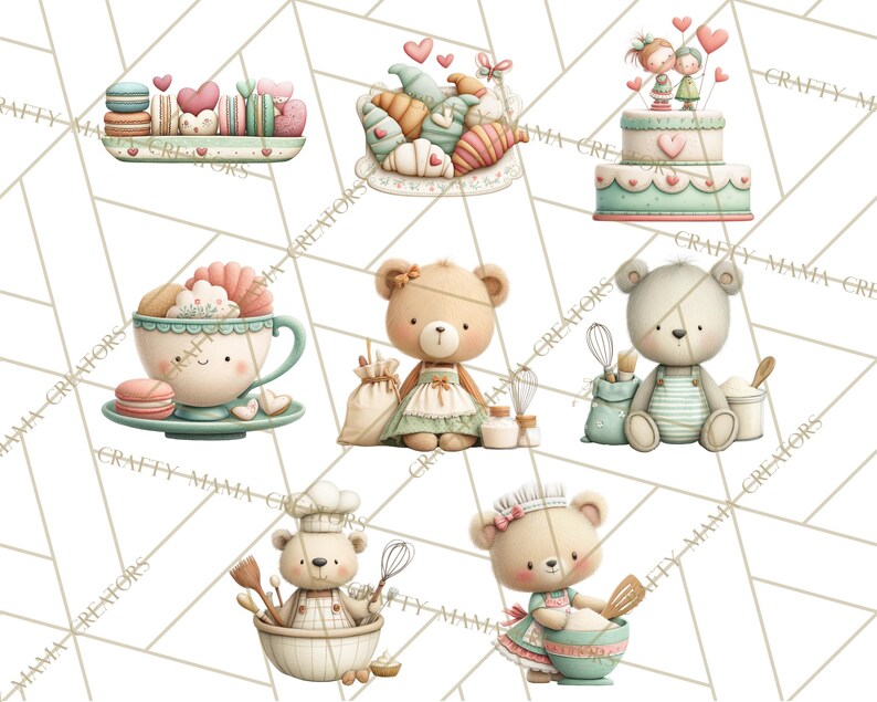 68 Png Teddy Bear Bakery Clipart, Valentine Baking PNG, Cute Teddy Bear ...
