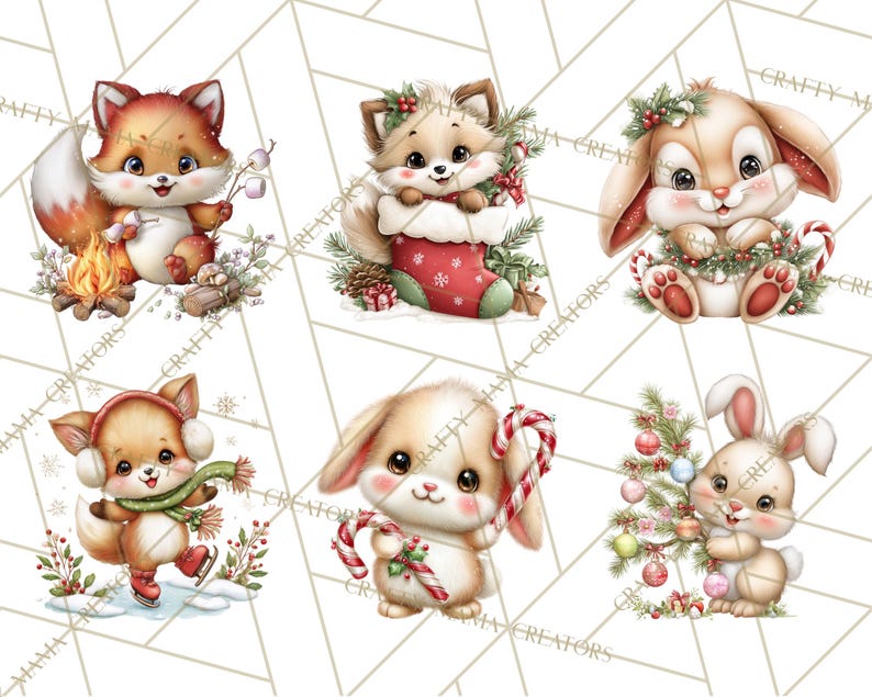 48 Png, Christmas Woodland Animals Clipart, Holiday Forest Critters PNG ...