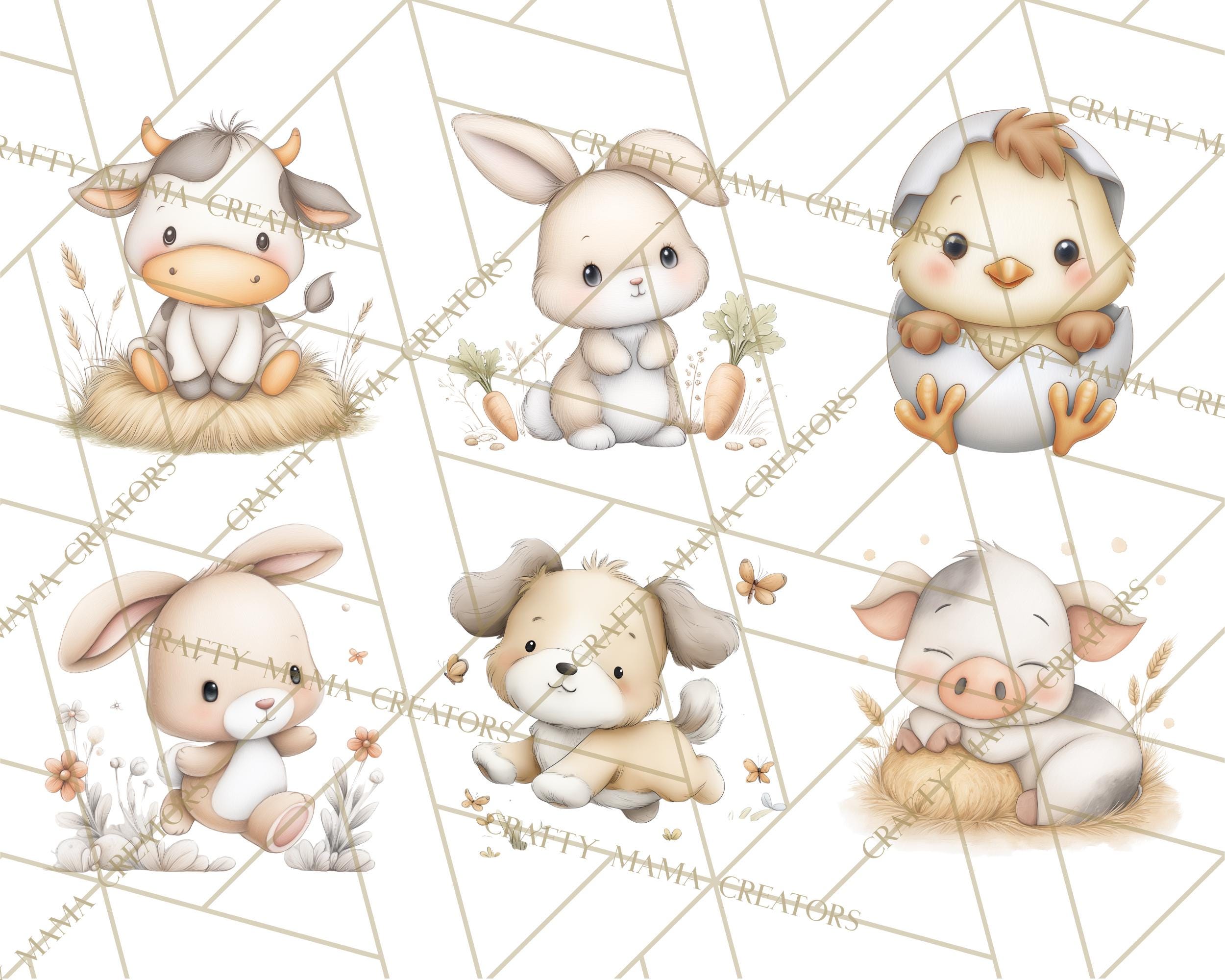 48 Png, Farm Animal Clipart, Cozy Farmhouse PNG, Cute Barnyard Animals ...