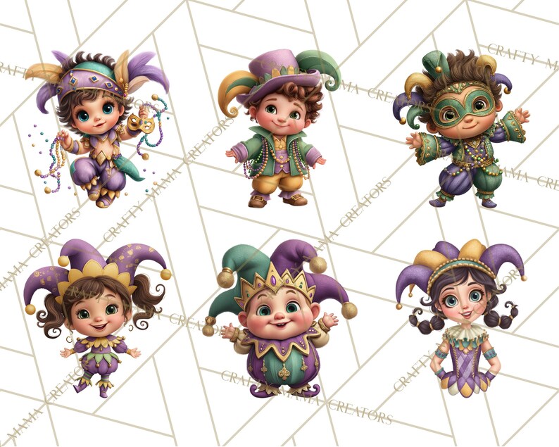 48 Png, Cute Mardi Gras Clipart, Mardi Gras Characters PNG, Kids ...
