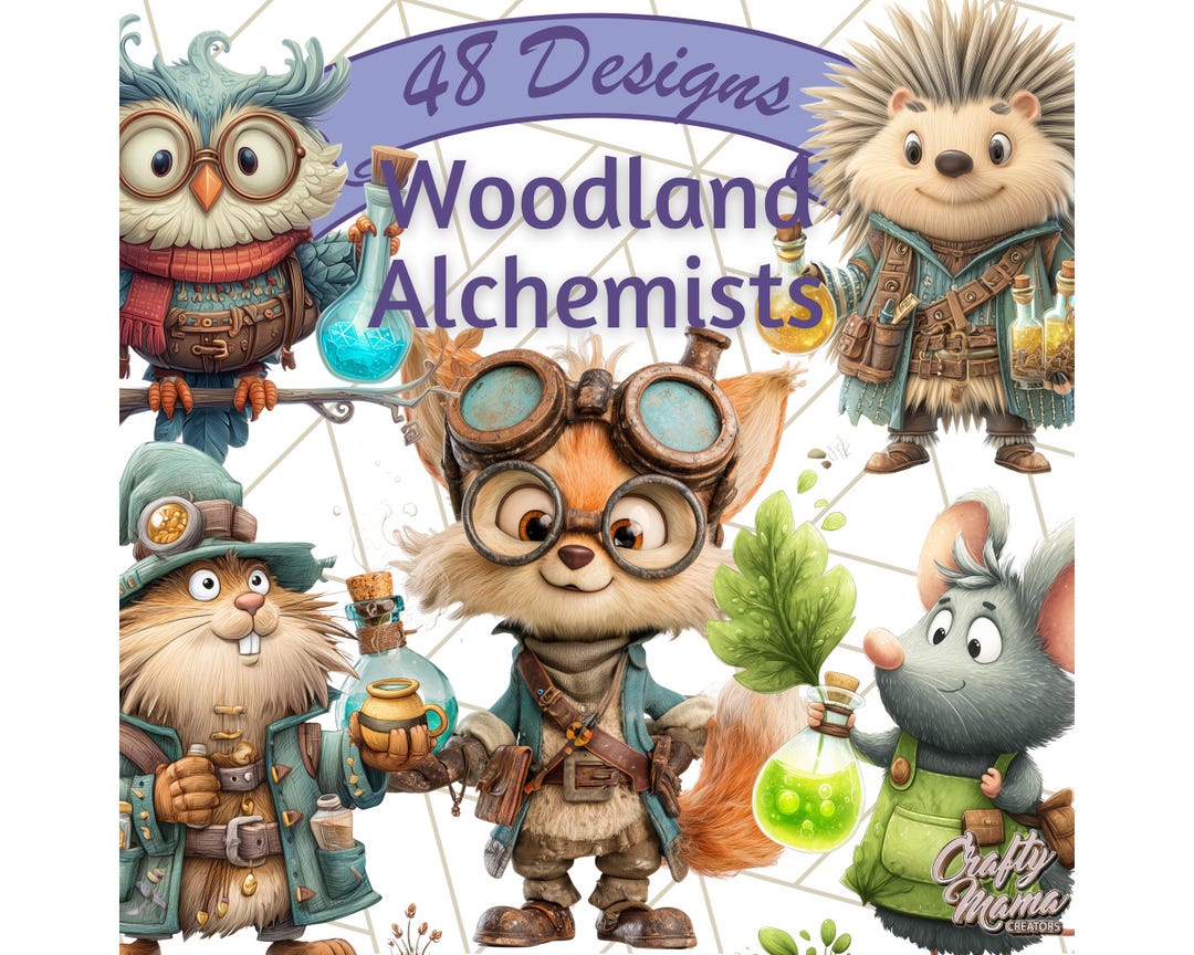 Forest Alchemist Animals Clipart, Woodland Potion Makers PNG, Cute ...