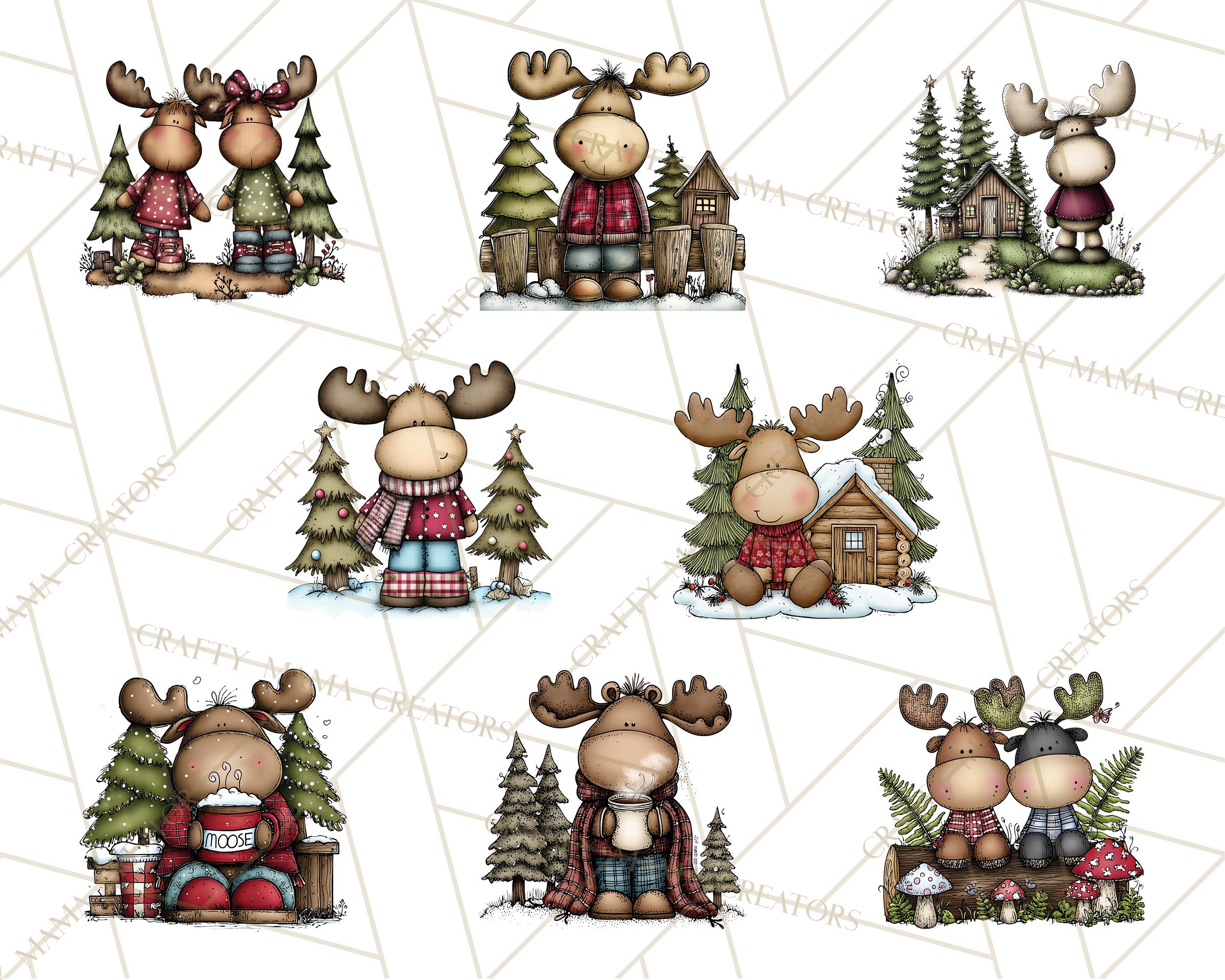 56 Png Moose in the Forest Clipart PNG, Cozy Woodland Cabin Animals ...