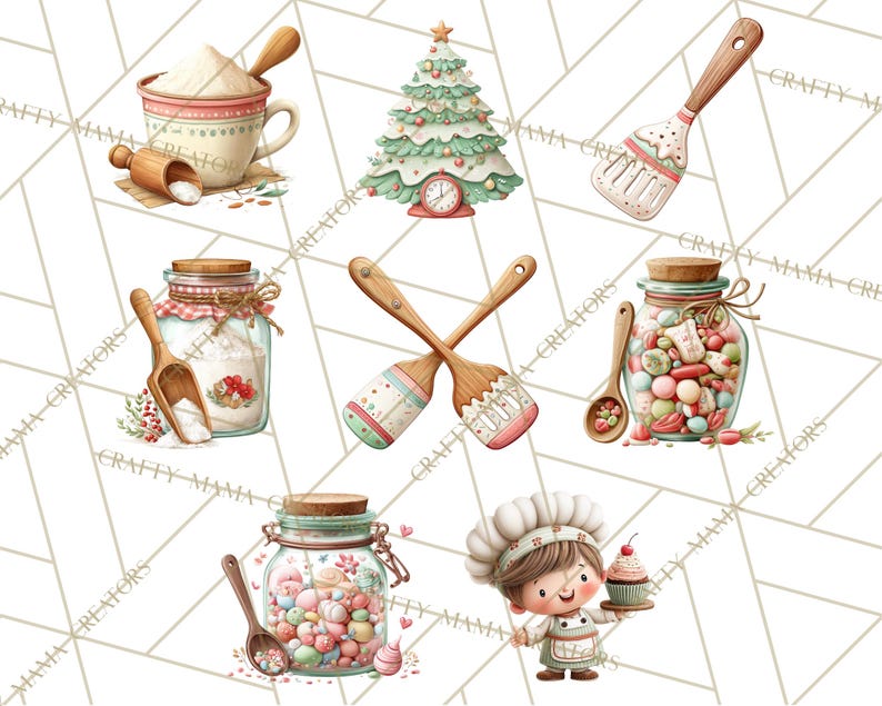 56 Png, Santa's Bakery Clipart, Christmas Baking Clip Art, Holiday ...