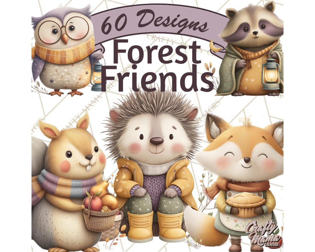 60 Png Forest Animals Clipart PNG, Forest Friends Clipart, Cute Animal ...
