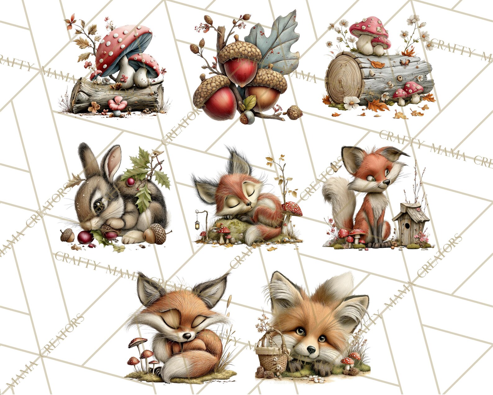 60 Png, Rustic Woodland Animals Mini World Clipart PNG, Forest ...