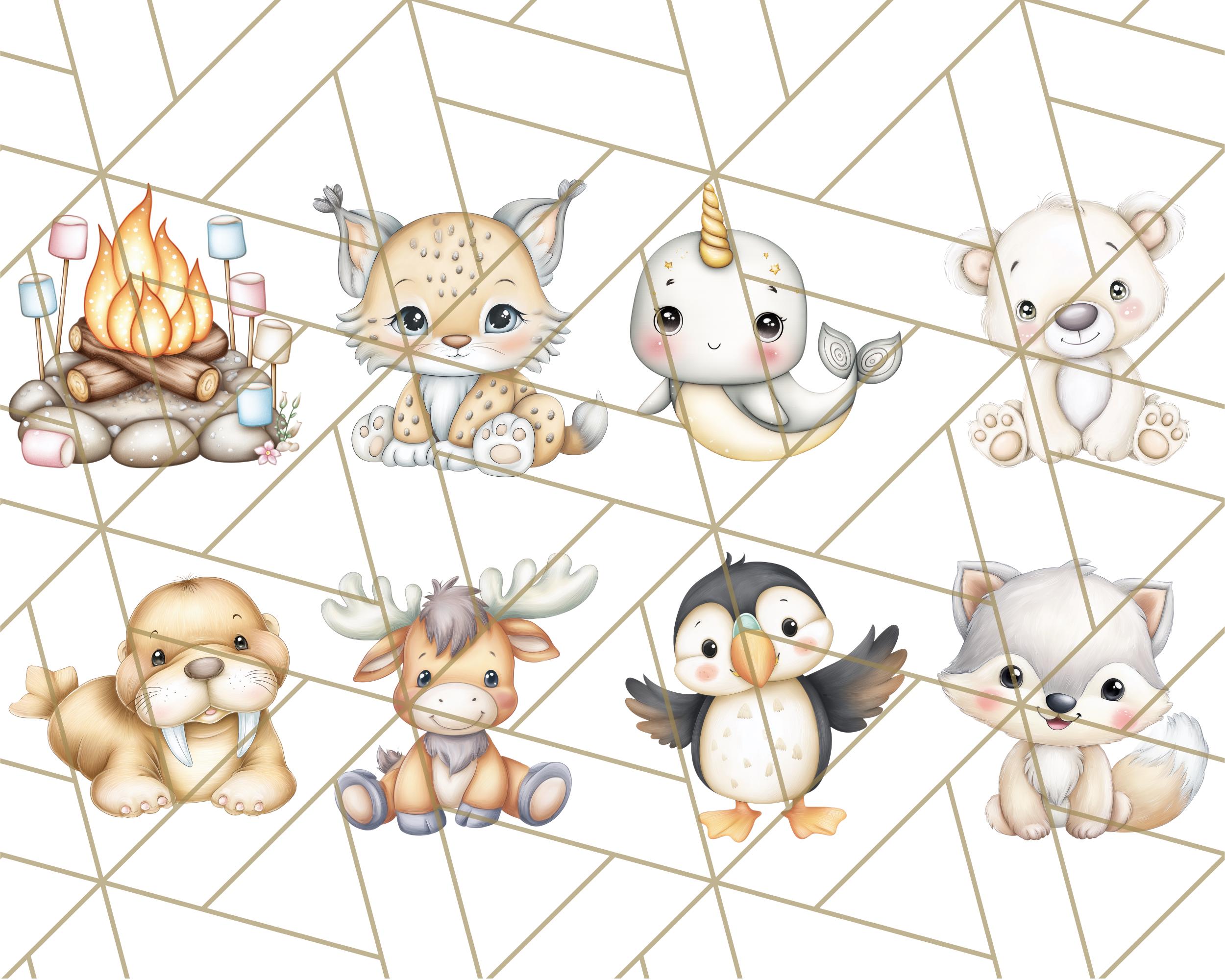 Arctic Animal Clipart, Cute Winter Animals PNG, Cartoon Polar Animals ...