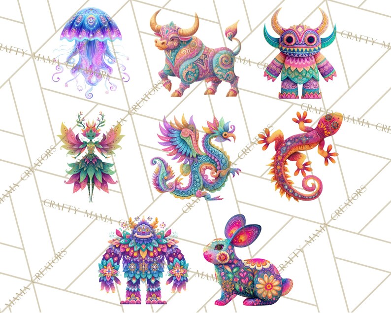 56 Png, Vibrant Alebrije Dreamers Clipart PNG, Mexican Folk Art Fantasy ...