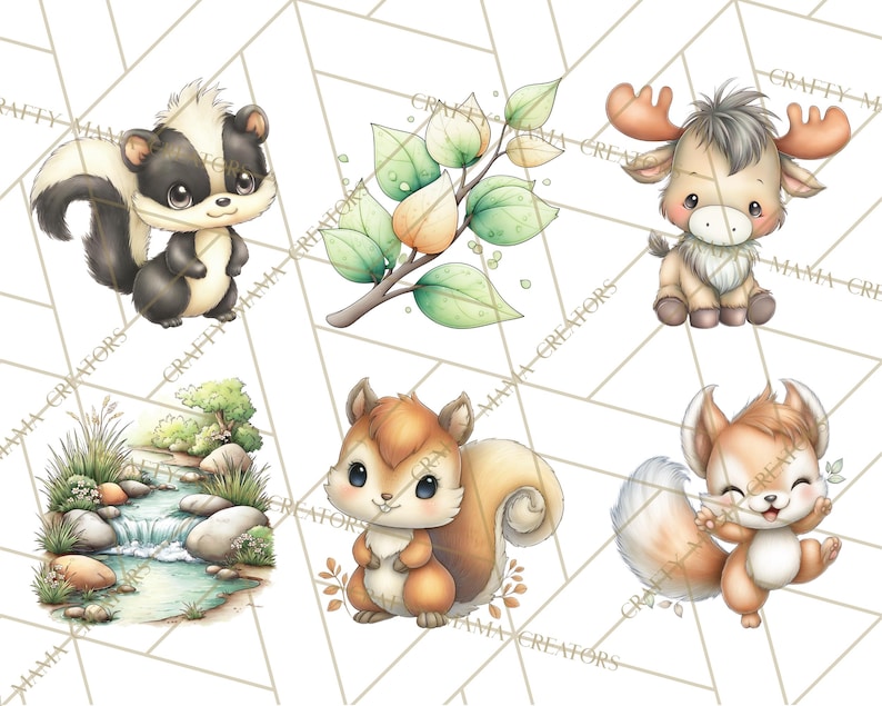 48 Png, Woodland Animals PNG Clipart, Cute Forest Friends Clip Art ...