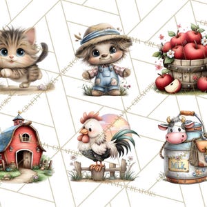 48 Png, Farm Animals Clipart PNG, Cute Cow Pig Sheep Chicken Horse Goat ...