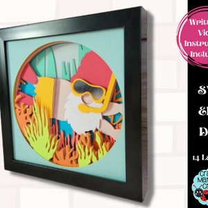 3D Gnome Svg Shadow Box, Summer Svg Shadowbox, Ocean Svg 3D Layered ...