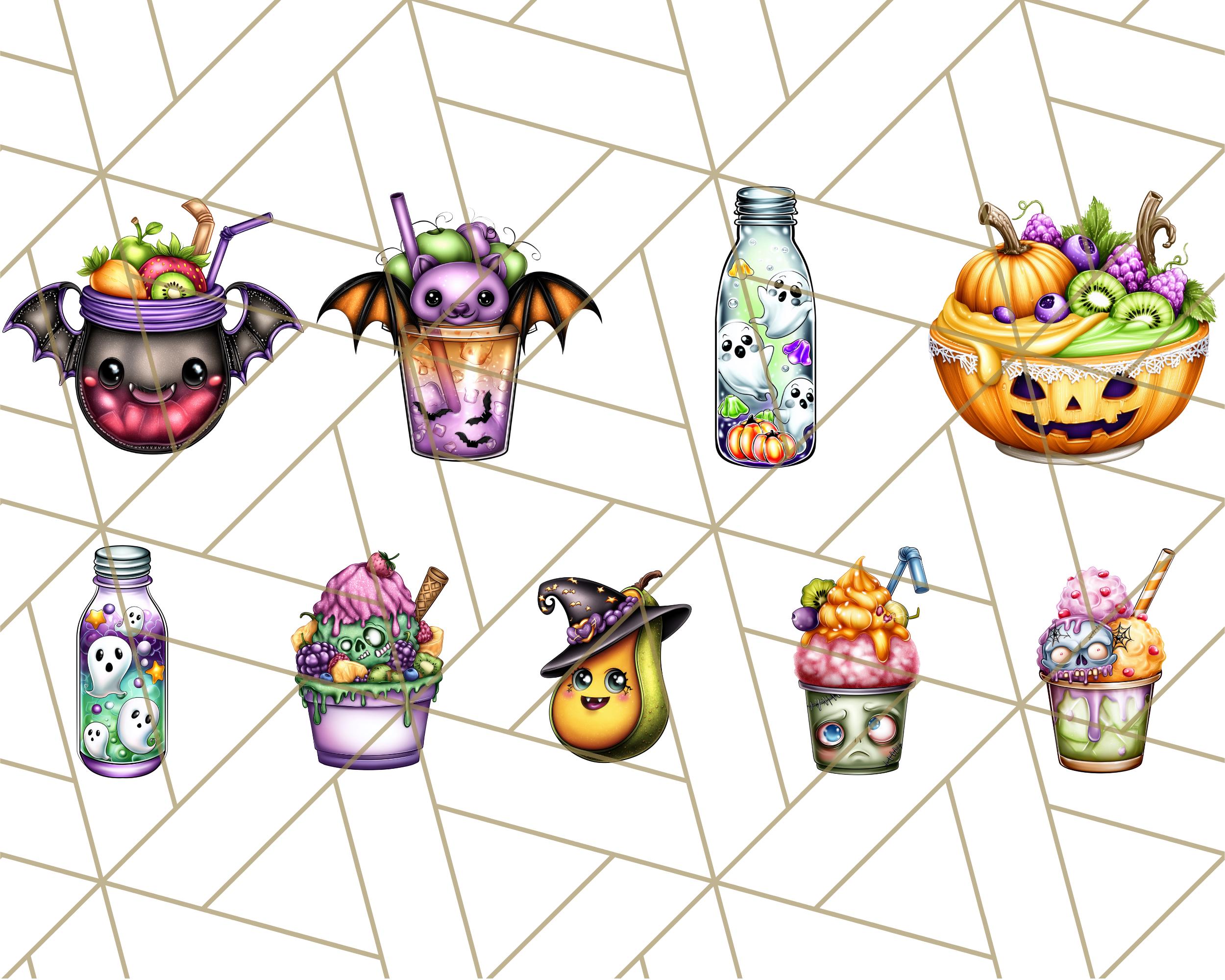Summerween Tropical Treats Clipart PNG, Cute Halloween Ice Cream Clip ...