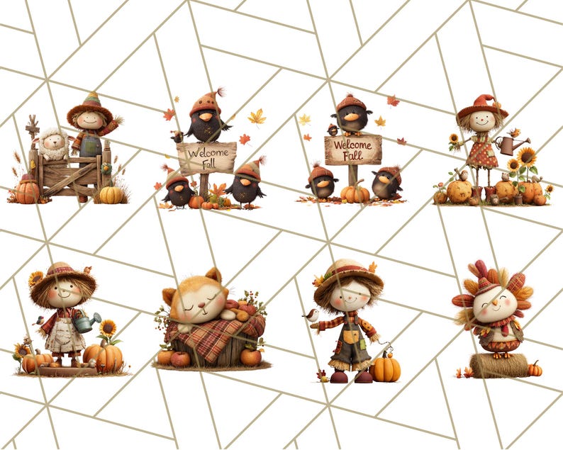 64 Scarecrow Festival Friends PNG, Fall Clipart, Autumn Animals ...
