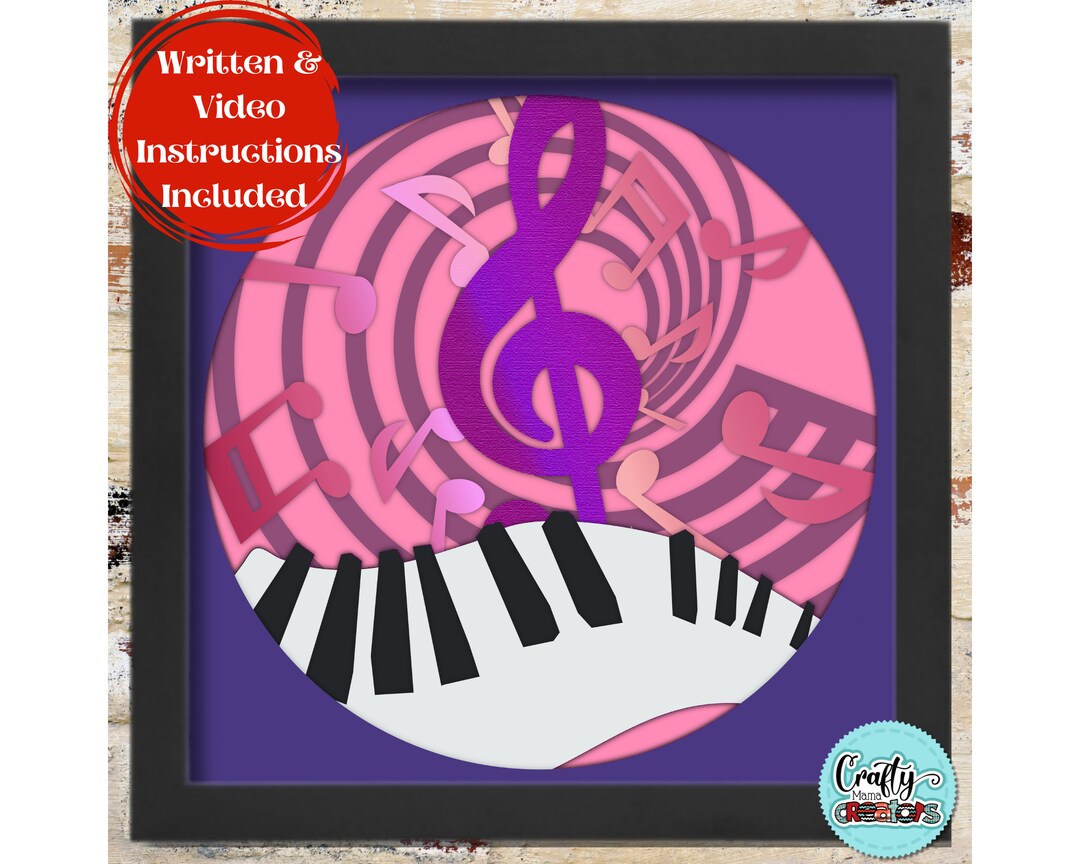 3D Piano Shadow Box Svg, Music Notes Svg Shadowbox, Piano Svg 3D ...