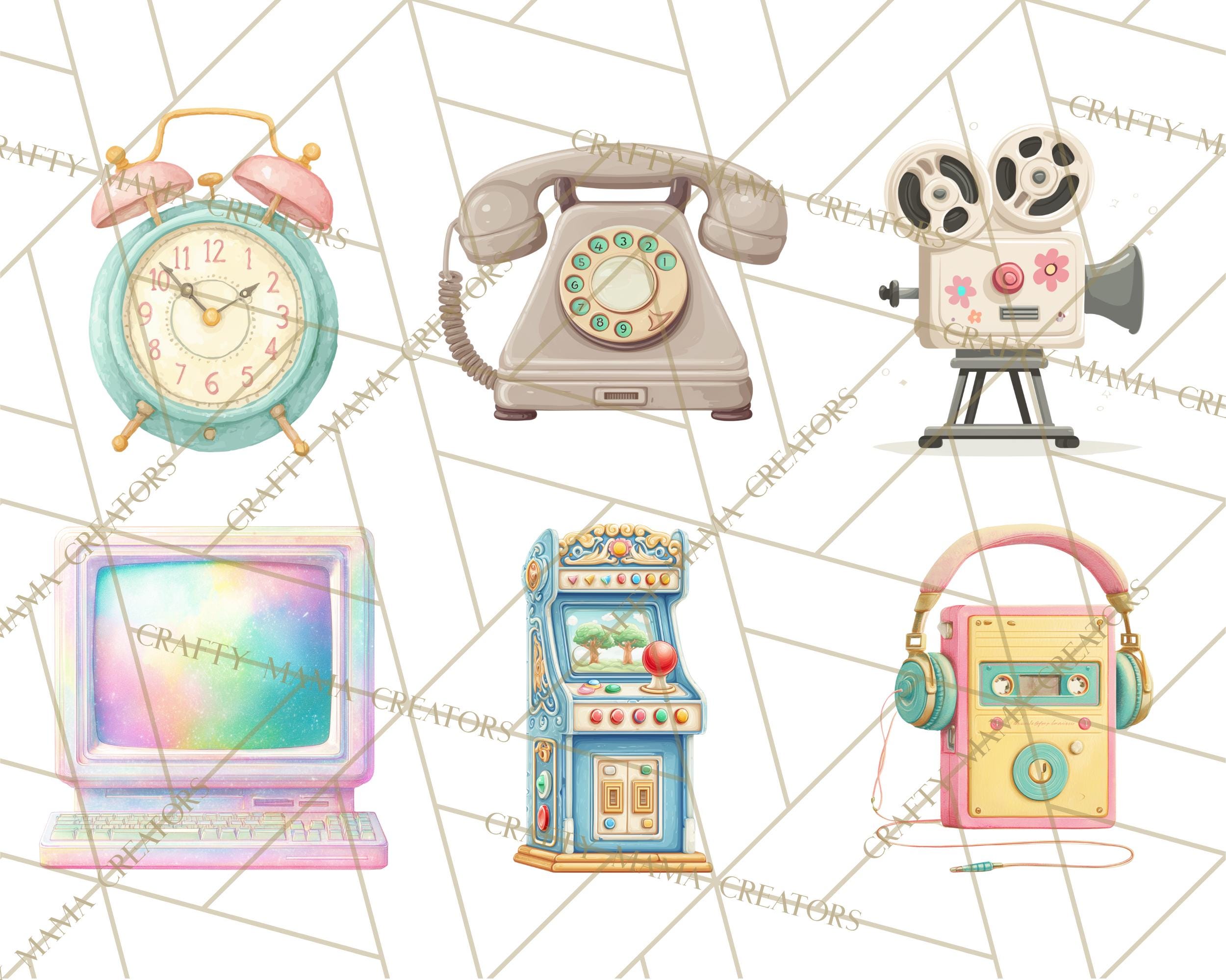 52 Png, Retro Tech Clipart, Vintage Electronics PNG, Old TV Cassette ...