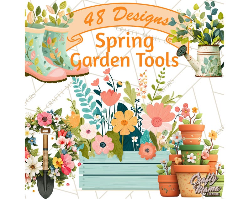 48 Png Spring Garden Tools Clipart, Floral Gardening PNG, Florals Clip ...