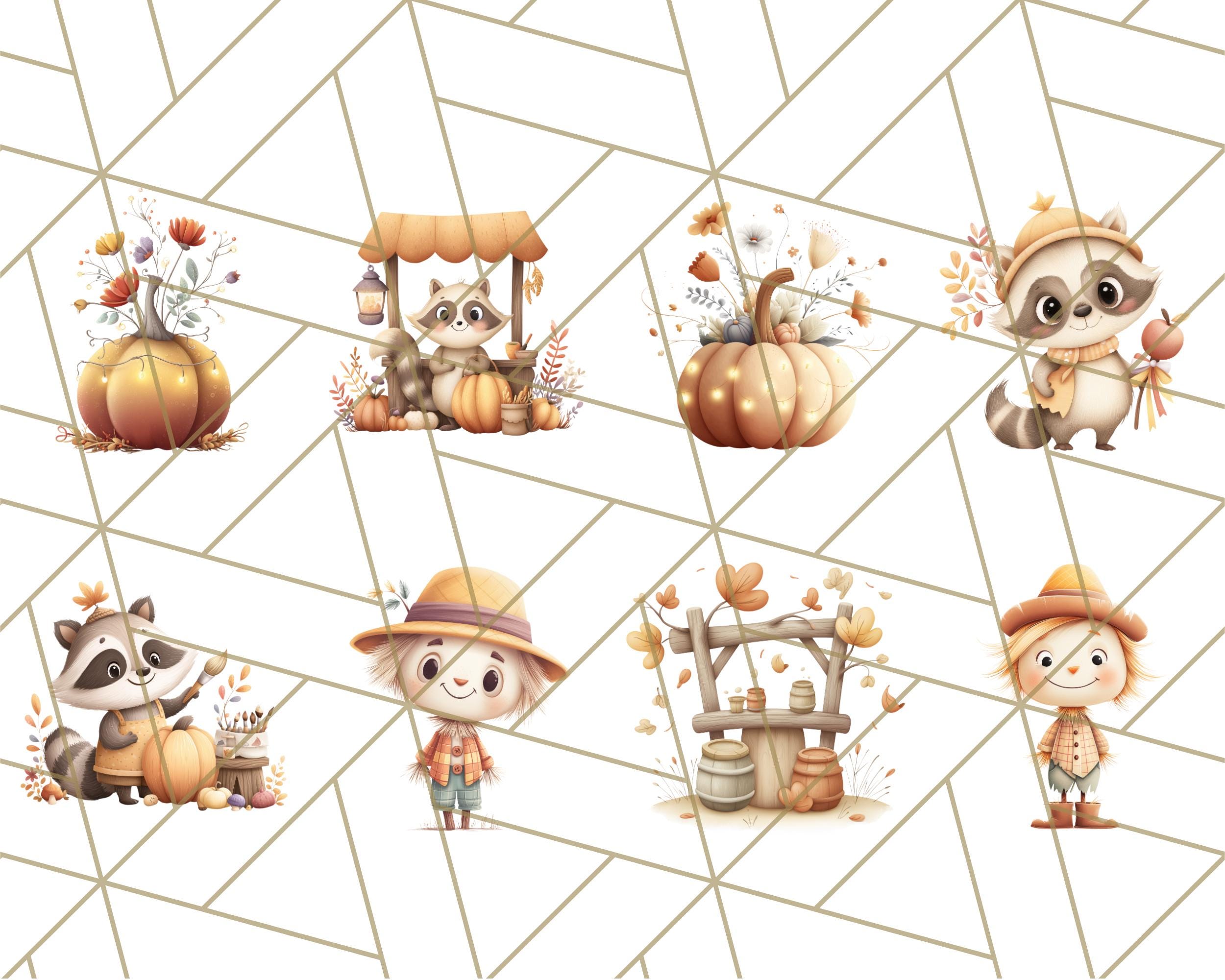 Woodland Autumn Animals PNG Clipart, Cute Fall Forest Critters, Pumpkin ...
