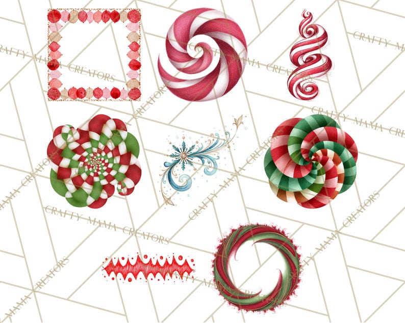 52 Png, Christmas Doodles PNG, Festive Arrows Stars Swirls Clipart, Red ...