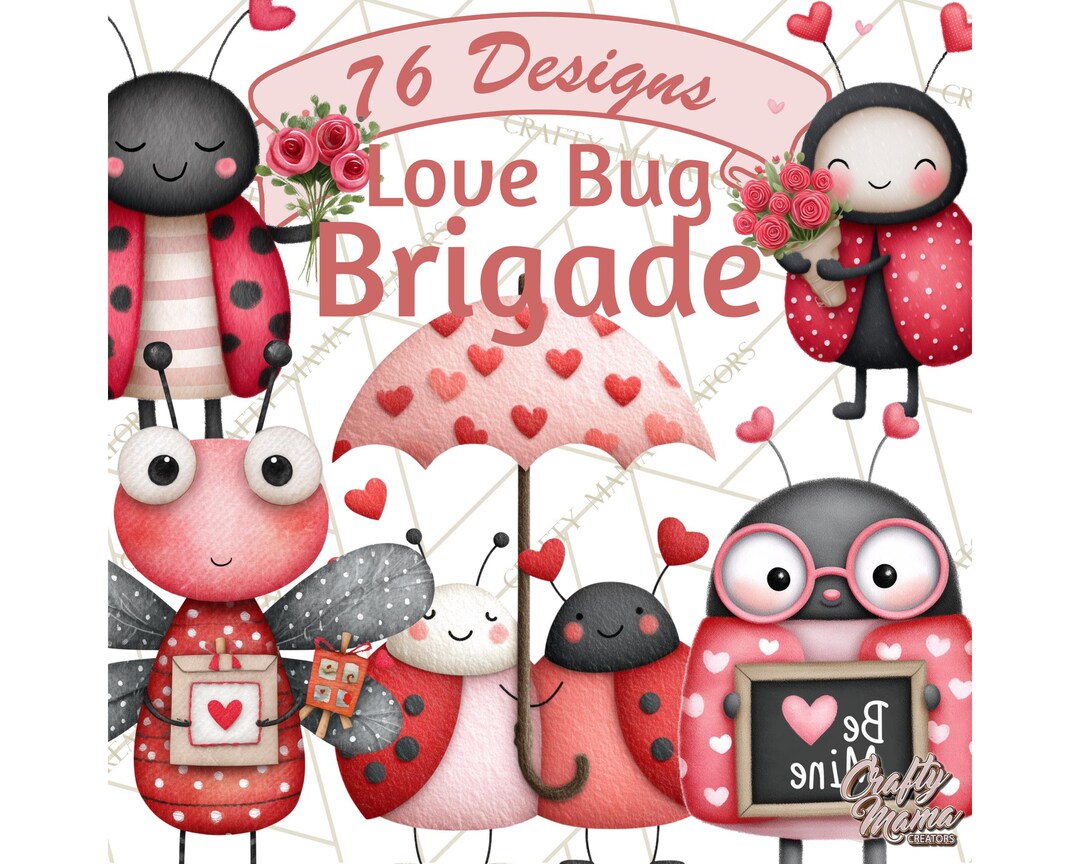 76 Png, Cute Valentine's Day Love Bug PNG Clipart, Whimsical Mini World ...