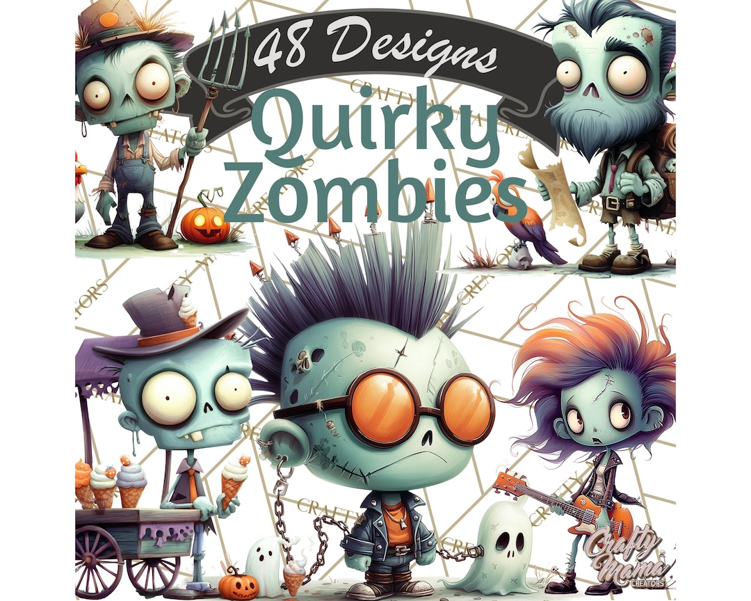 48 Png, Halloween Zombie Clipart PNG, Cute Watercolor Zombies, Spooky ...