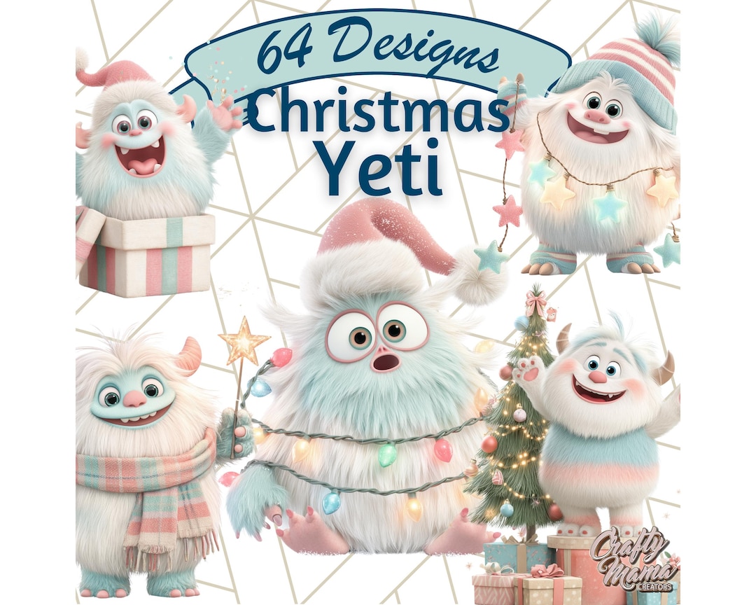 Kawaii Christmas Yeti Clipart PNG, Cute Snow Monster Clip Art, Winter ...
