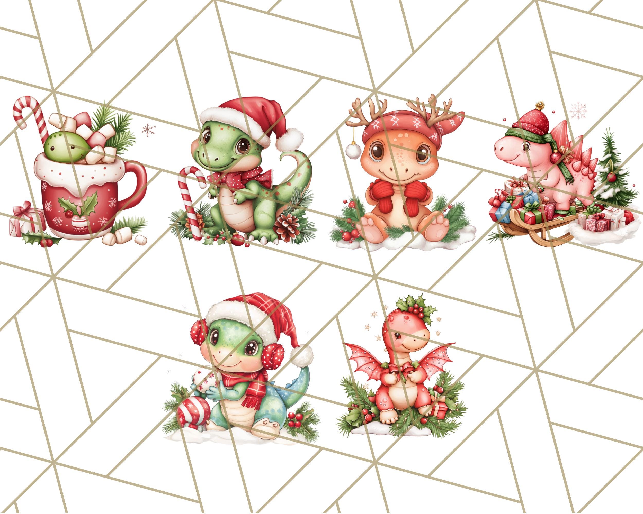 Christmas Dinosaur PNG Clipart, Cute Christmas Dinosaurs and Holiday ...