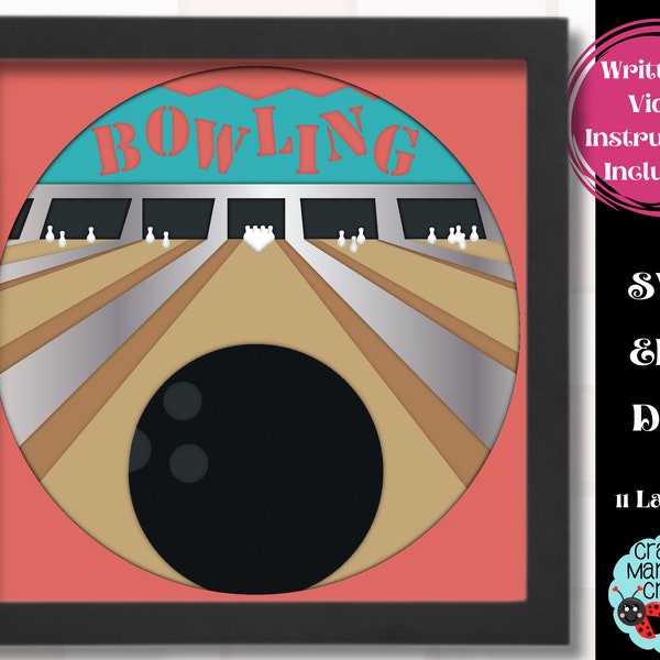 Shadow Box Bowling Svg - Etsy