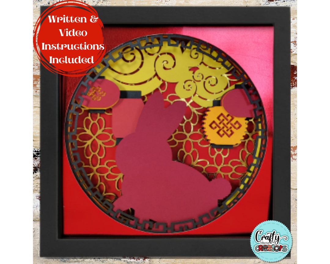 3D Rabbit Shadow Box Svg, Chinese New Year Shadowbox Svg, 2023 Year off ...