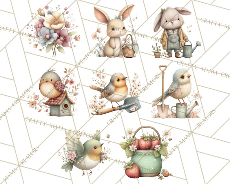 52 Png, Garden Friends Clipart, Spring Animals Clip Art PNG, Cute Bunny ...