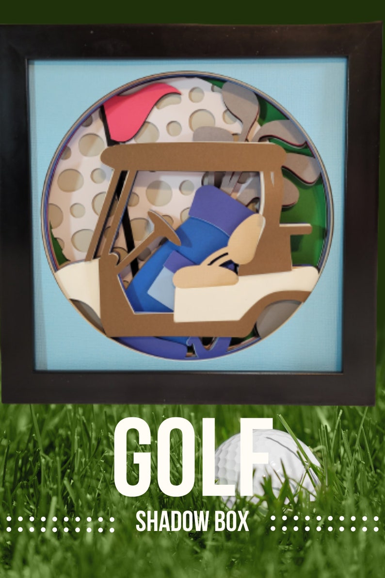 3D Golf Shadow Box Svg, Golfing Shadowbox Svg, Golf Ball 3D Layered ...