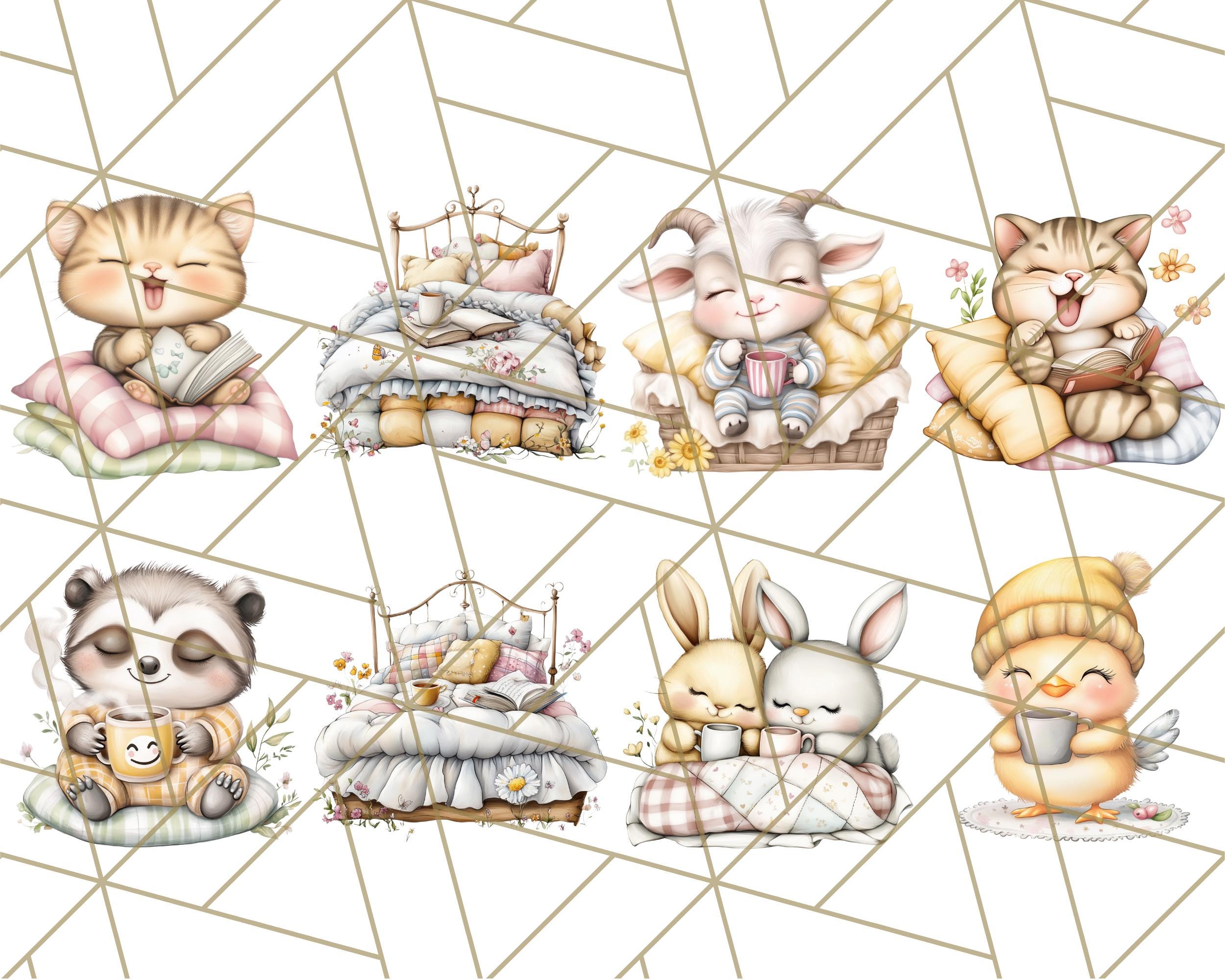 Cute Animals Clipart, Warm and Fuzzy Mornings PNG Clipart, Cozy Animal ...