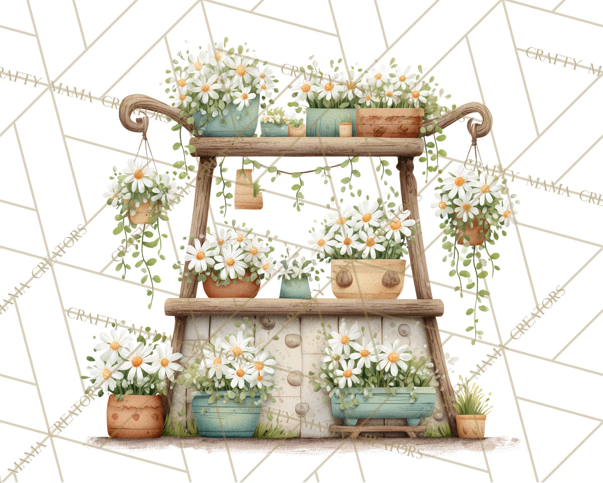 56 Png, Whimsical Flower Market PNG, Floral Stand Clipart, Flower Shop ...