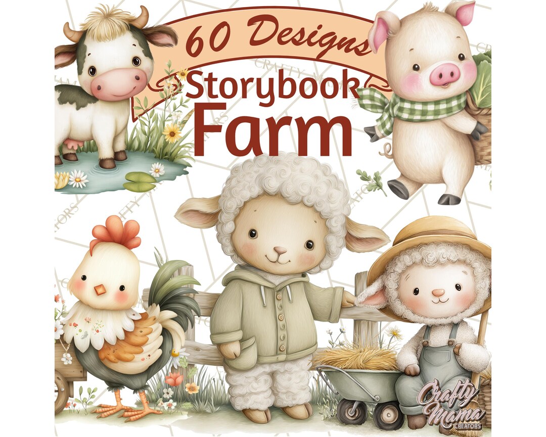 60 Png, Vintage Farm Animal Clipart, Whimsical Farm Animals Clip Art ...