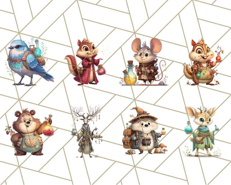 Forest Alchemist Animals Clipart, Woodland Potion Makers PNG, Cute ...