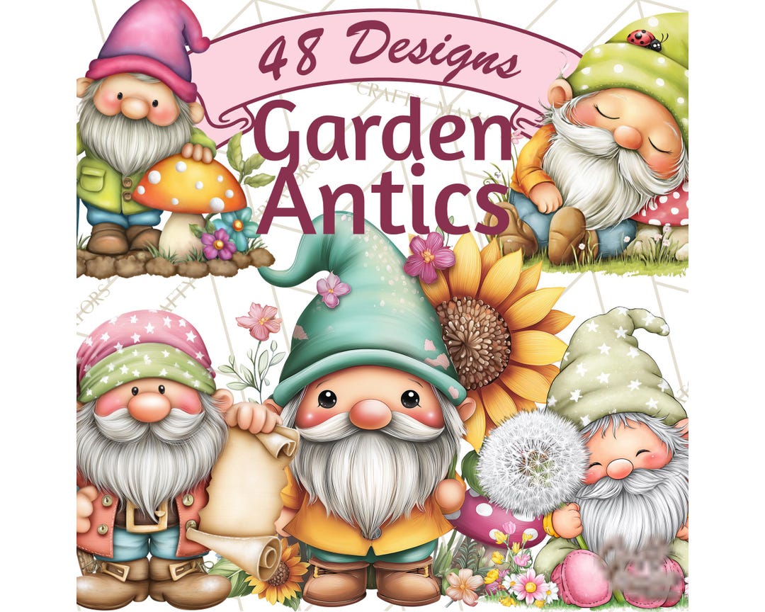 48 Png, Mischievous Gnome Clipart, Whimsical Garden PNG Clip Art, Funny ...