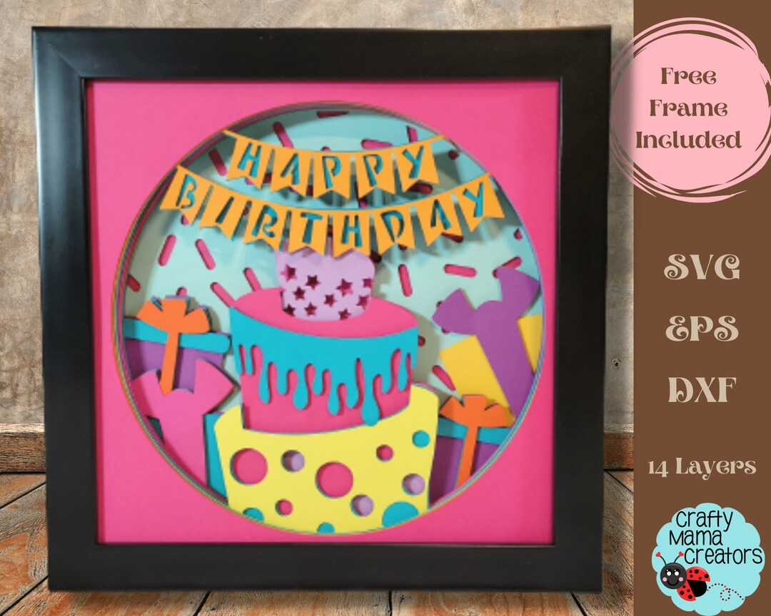 3D Birthday Shadow Box Svg Happy Birthday Shadowbox Svg - Etsy