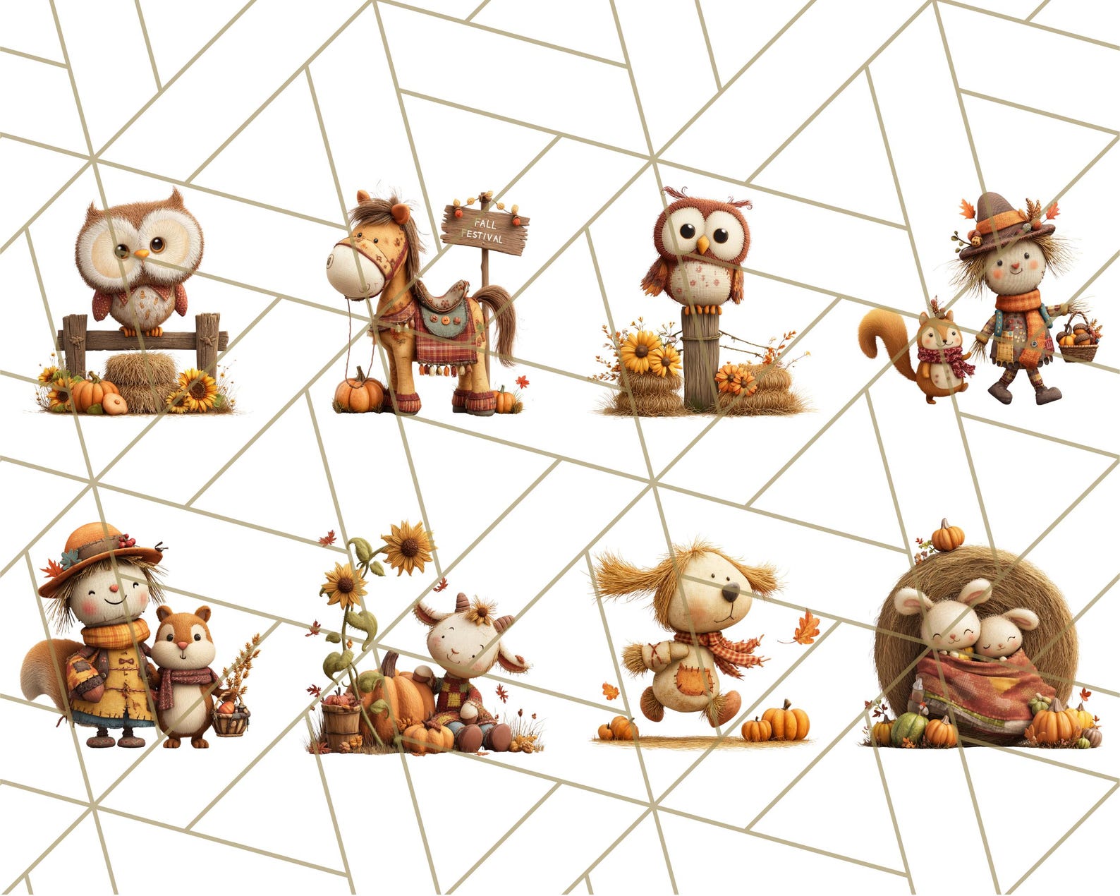 64 Scarecrow Festival Friends PNG, Fall Clipart, Autumn Animals ...