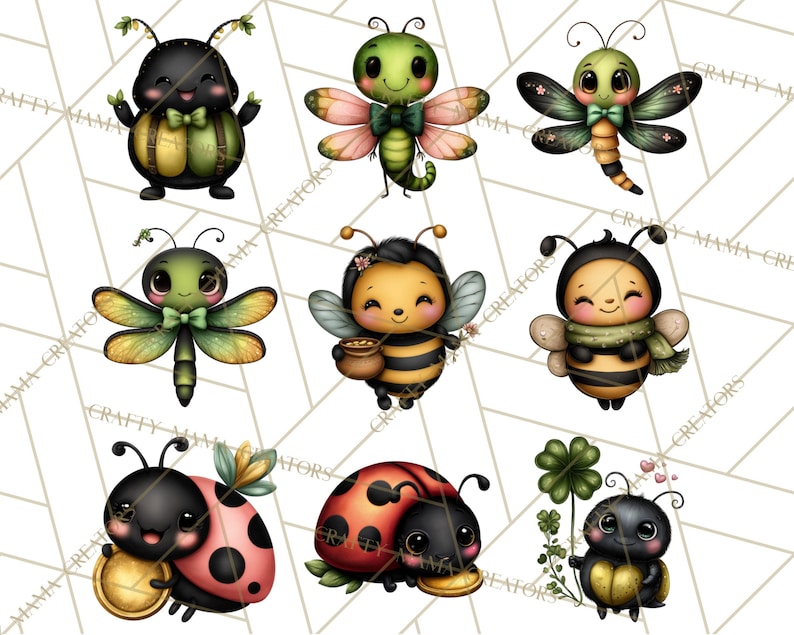 76 PNG, Cute St Patricks Day Bug Clipart, Lucky Insects Ladybug Bee ...