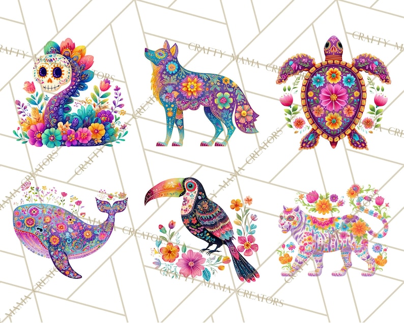 52 Png, Calavera Critters Clipart PNG, Day of the Dead Animals Clip Art ...