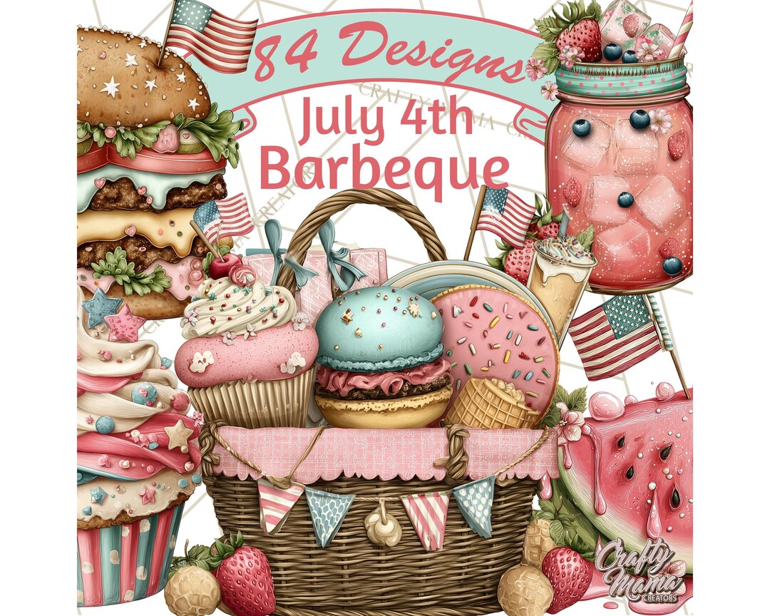 84 Patriotic BBQ Clipart, 4th of July Food Clipart, Backyard Barbecue ...