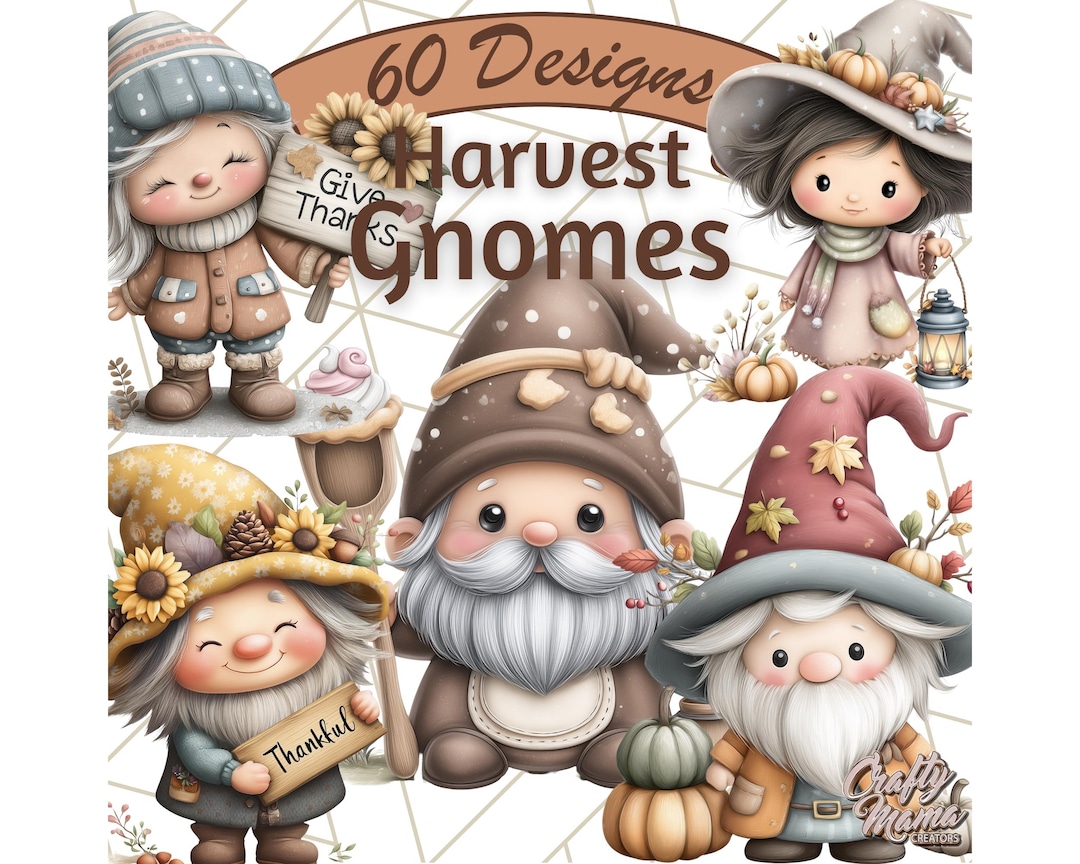 60 Png, Fall Gnome Clipart PNG, Thanksgiving Gnome Art, Cute Autumn ...