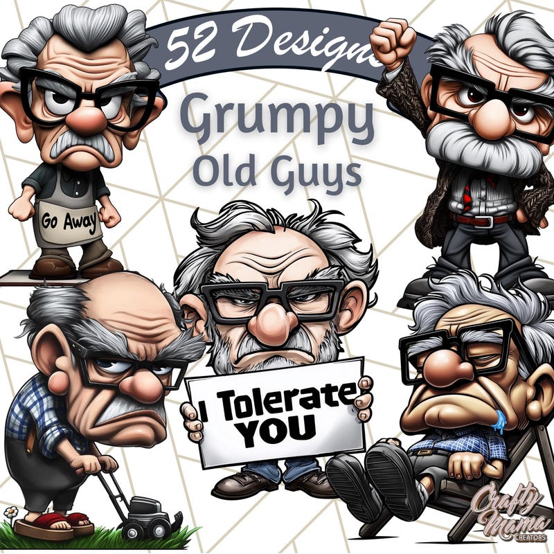 Funny Old Man Clipart - Etsy Canada