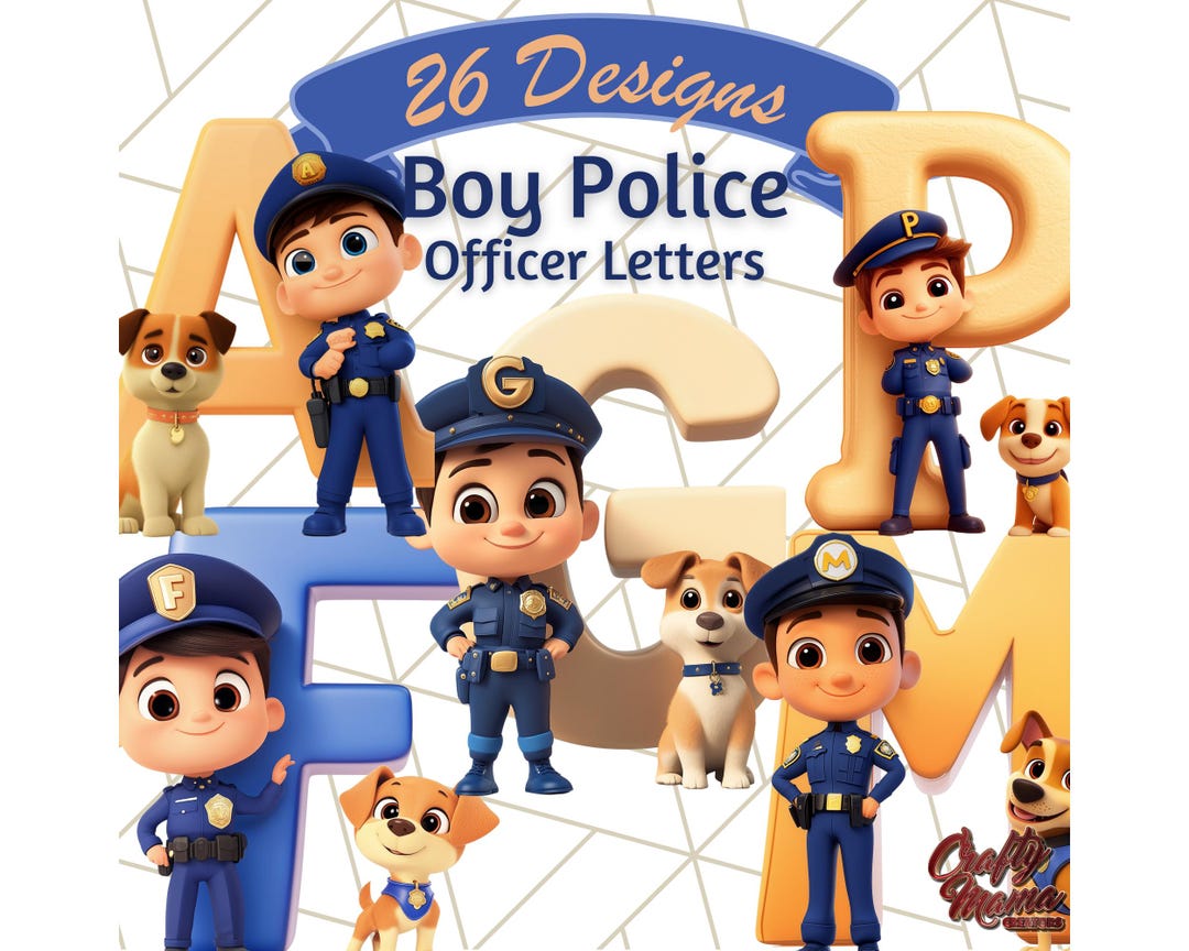 Alfabeto de policías para niños, imágenes prediseñadas, letras ...