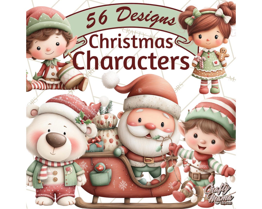56 Png, Christmas Characters Clipart PNG, Cute Holiday Illustrations ...